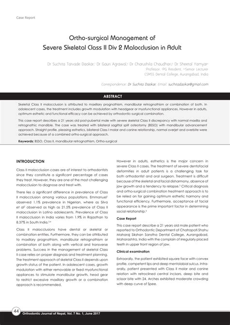 Pdf Ortho Surgical Management Of Severe Skeletal Class Ii Div 2