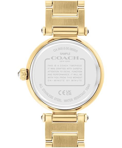 Coach Womens Cary Gold Tone Stainless Steel Crystal Watch 34mm Macys