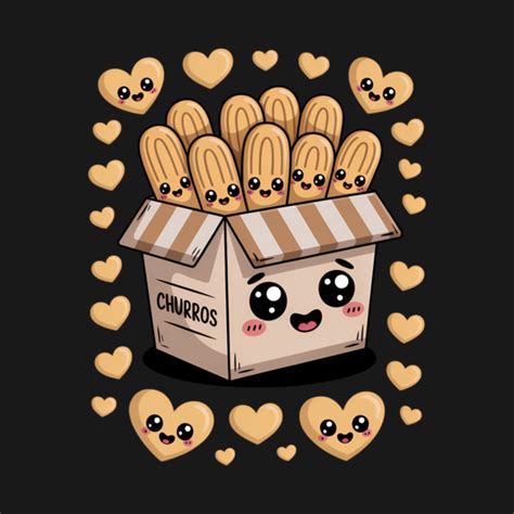 Cute Kawaii Churros Box Surrounded By Hearts Churros T Shirt