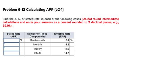 Solved Problem Calculating APR LO Find The APR Or Chegg Com