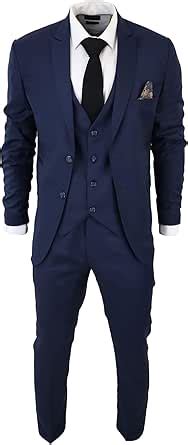 Traje Clásico Azul Marino Para Hombre 3 Piezas Ajuste A