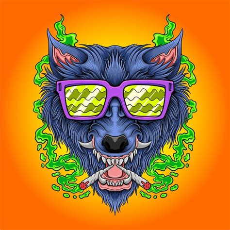 Premium Vector Smoking Glasses Cool Wolf