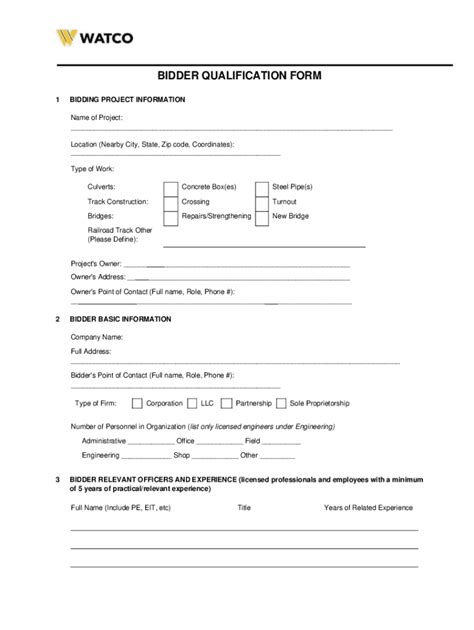 Fillable Online Section 2 Forms Of Bid Qualification Fax Email