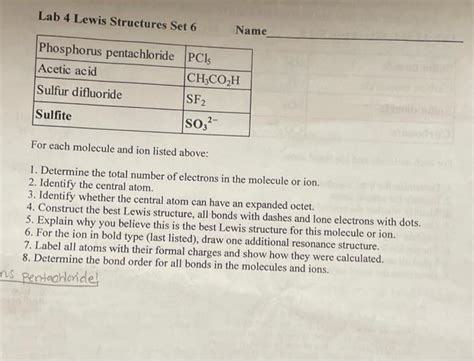 Solved Lab 4 Lewis Structures Set 6 For Each Molecule And Chegg Com