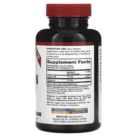 Olympian Labs Melatonin Time Release 10 Mg 120 Tablets