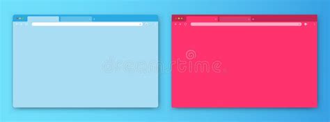 Browser Windows A Set Of Realistic Empty Blue And Pink Browser Windows