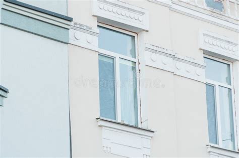 Elegant Urban Architecture With Decorative Window Frames Stock Image Image Of White Windows