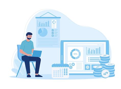 Premium Vector Colleagues Analyzing Growth Charts Concept Flat