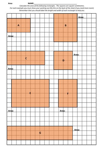 Year 3 And 4 Area Pack Counting Squares Calculating Area Of Rectangles