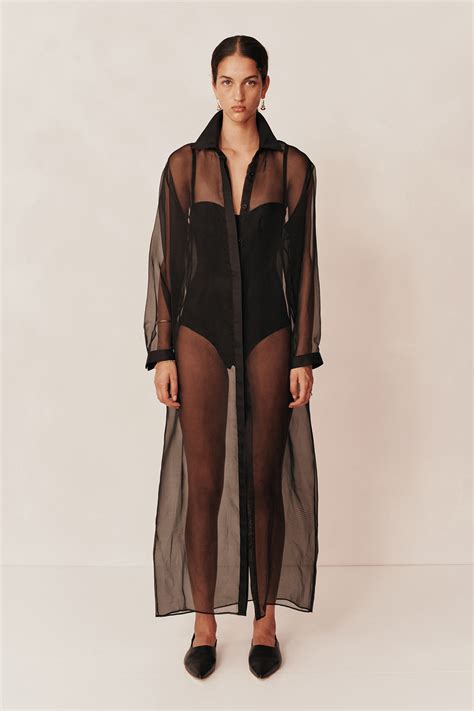 Black See Through Shirt Dress Online