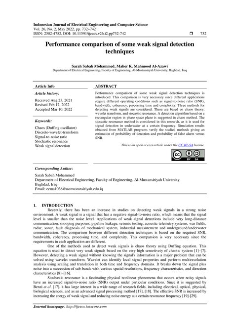 PDF Performance Comparison Of Some Weak Signal Detection Techniques