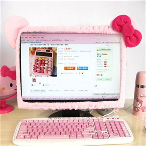 Sh Home Decorations Pink Computer Surrounding Monitor Screen Dust Proof Bow Computer Decorative