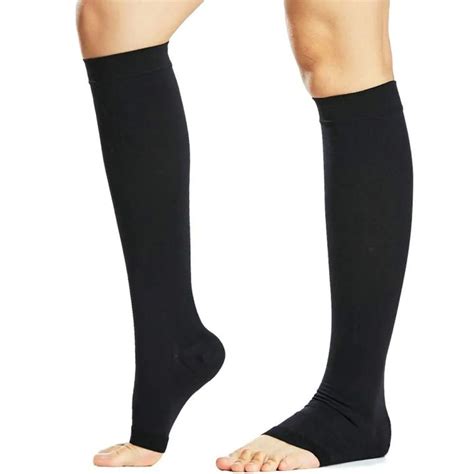 Open Toe Knee High Calf Compression Socks Women Men Firm 20 30 Mmhg