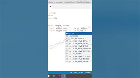 📟 Calculate Volume Of Cone In C Shorts Cplusplus Coding Programming Coder Short Youtube