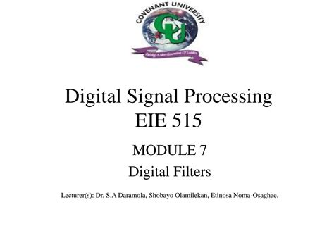 Solution Digital Filters Lecture And Solution Dsp Digital Signal