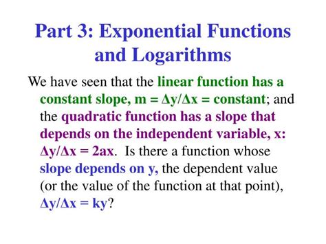 ppt part 3 exponential functions and logarithms powerpoint