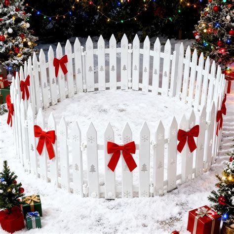 White Plastic Christmas Tree Fence Decoration 12x4 7 Outdoor Garden