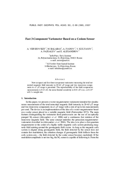 pdf fast 3component variometer based on a cesium sensor alexander