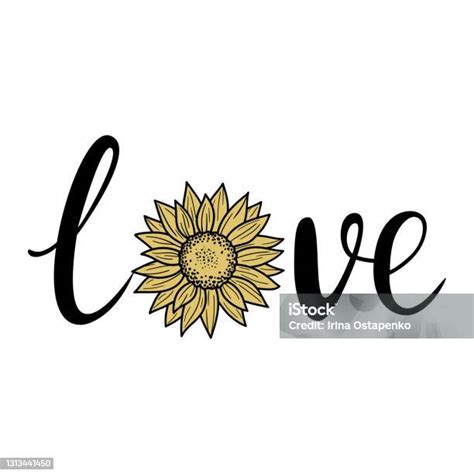 해바라기와 함께 레터링을 좋아합니다 영감 슬로건 비문을 사랑해요 흰색 배경에서 격리된 벡터 그림입니다 포스터 직물 티셔츠에 적합합니다 개념에 대한 스톡 벡터 아트 및 기타
