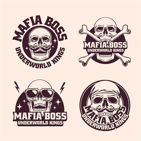 Set Of Mafia Emblem In Monochrome Style 28200835 Vector Art At Vecteezy