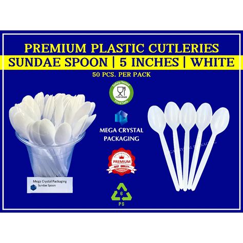 50 Pcs Sundae Premium Plastic Spoon Small Spoon Mini Spoon