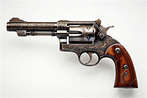 Premium Vector Pistol Revolver With Wooden Handle Isolated On White Background