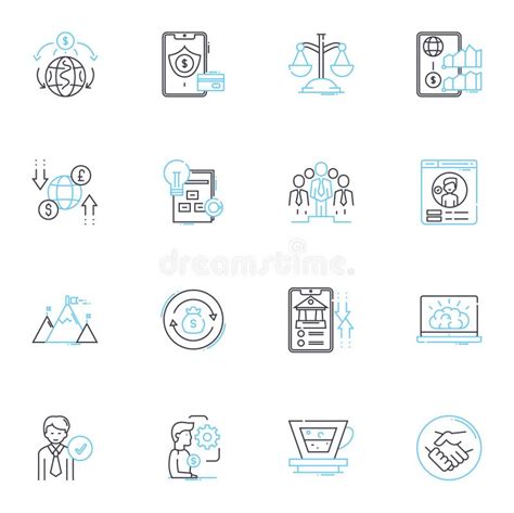 Online Company Linear Icons Set E Commerce Digital Marketplace Virtual Internet Retailer