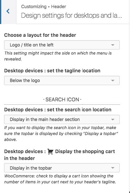 managing the header menus in the customizr theme press customizr
