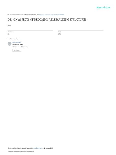 Design Aspects Of Decomposable Building Structures Pdf Recycling Green Building