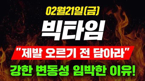 긴급속보 02월21일금빅타임제발 오르기 전 담아라강한 변동성 임박한 이유빅타임코인 빅타임전망 Youtube