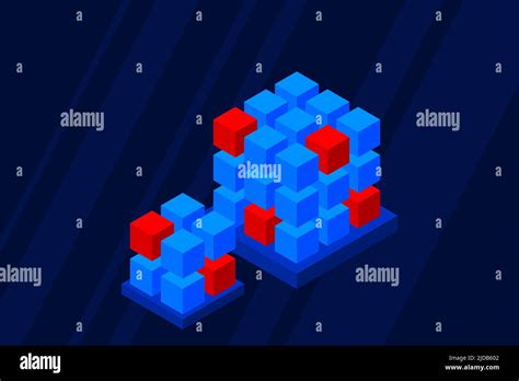 Isometric Digital Technology Web Banner Big Data Machine Learning Algorithms Analysis And