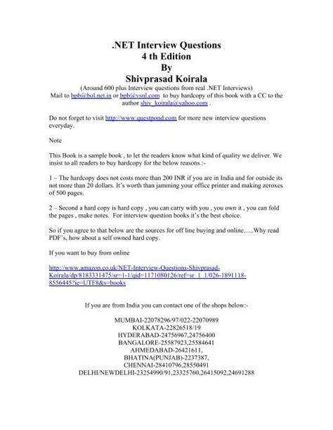 Shivprasad Koirala Mvc Interview Questions Pdf