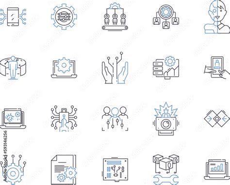 Smart Office Technology Outline Icons Collection Smart Office