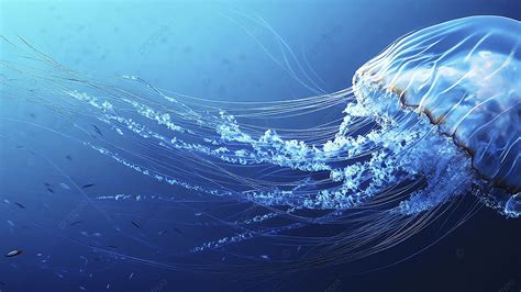 긴 촉수를 가진 거대한 해파리가 깊고 푸른 바다에 떠 있다 거대한 해파리 긴 촉수 배경 일러스트 및 사진 무료 다운로드 Pngtree