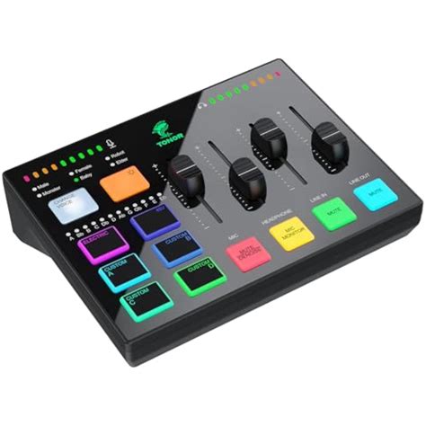 Tonor Gaming Audio Interface Rgb Audio Mixer With Pro Preamp 6 5mm