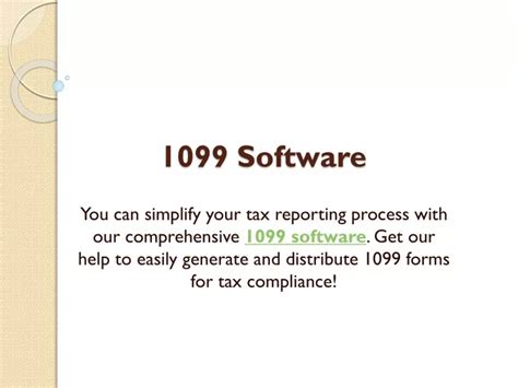 Ppt 1099 Software Powerpoint Presentation Free Download Id12216099