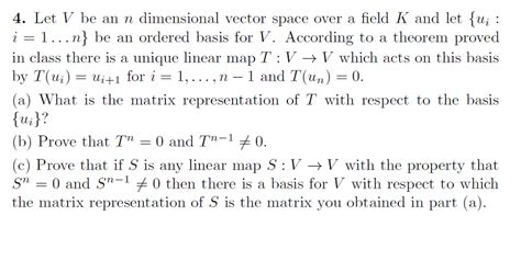 Solved Let V Be An N Dimensional Vector Space Over A Chegg