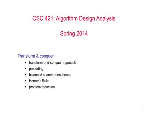 PPT CSC Algorithm Design Analysis Spring PowerPoint Presentation ID