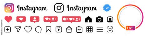 Vinnytsia Ukraine July 6 2023 Instagram Buttons And Logo Set Instagram Logo Likes Camera