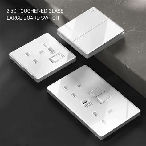 High Quality White Tempered Glass Lighting Wall Switch Uk Wall 18w Type