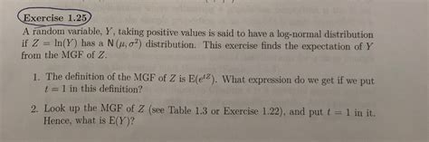 solved exercise 1 25 a random variable y taking positive