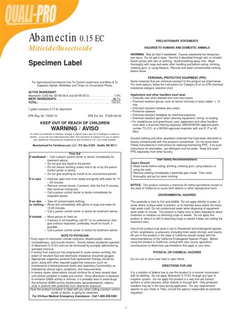 Abamectin015ec Label Pdf Waste Management Pest Organism
