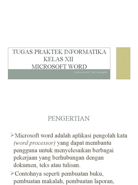 tugas praktek kelas xii tentang microsoft word elki pdf