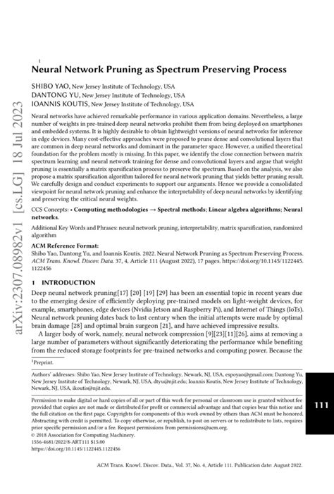 Neural Network Pruning As Spectrum Preserving Process Deepai