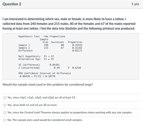 Solved Question 1 1 Pts I Am Interested In Determining Which Chegg Com