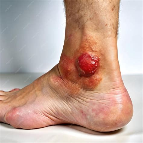 Cellulitis And Ulcer On Left Ankle Premium Ai Generated Image