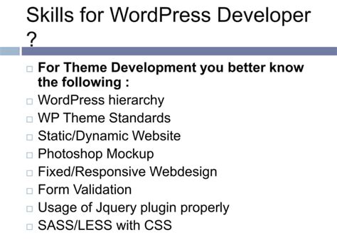 Wordpress Development Introduction Ppt