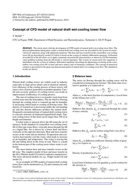Concept Of Cfd Model Of Natural Draft Wet Cooling Pdf Humidity Density
