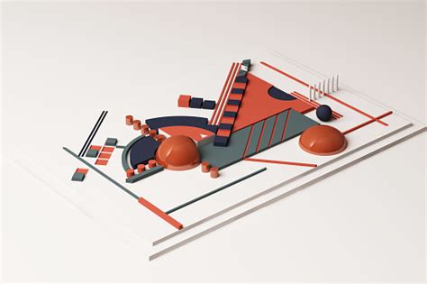 오렌지와 어두운 어두운에서 기하학적 모양의 구성으로 디자인파란색 톤 3d 렌더링 일러스트레이션 3차원 형태에 대한 스톡 사진 및 기타 이미지 Istock