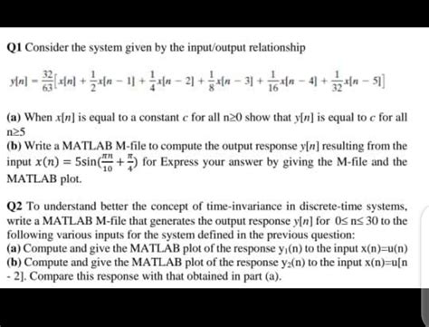 Solved Q1 Consider The System Given By The Inputoutput